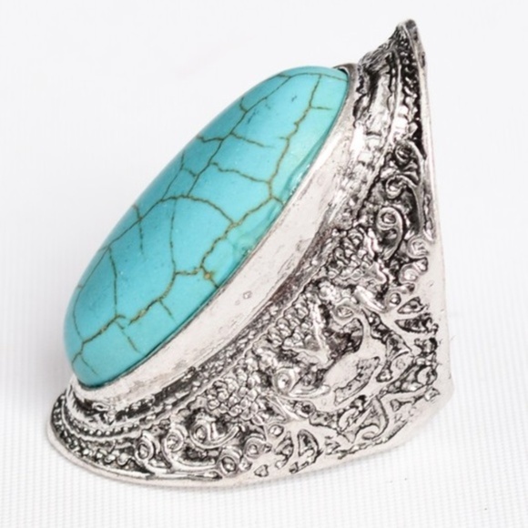 Shop Fig | Jewelry | Oversized Bohemian Filigree Turquoise Ring | Poshmark